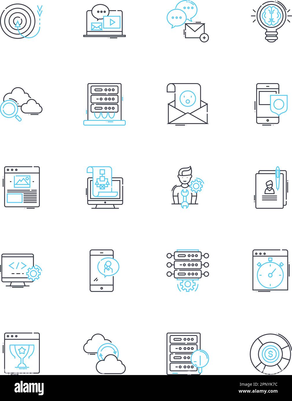 Video editing linear icons set. Cuts, Effects, Transitions, Timeline ...
