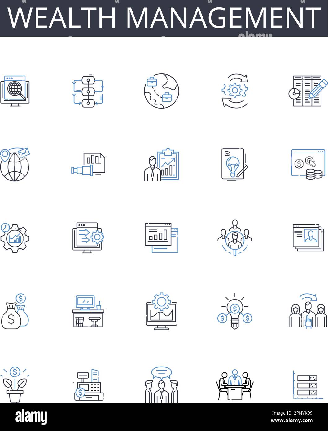 Wealth management line icons collection. Playground, Climbing, Swing ...