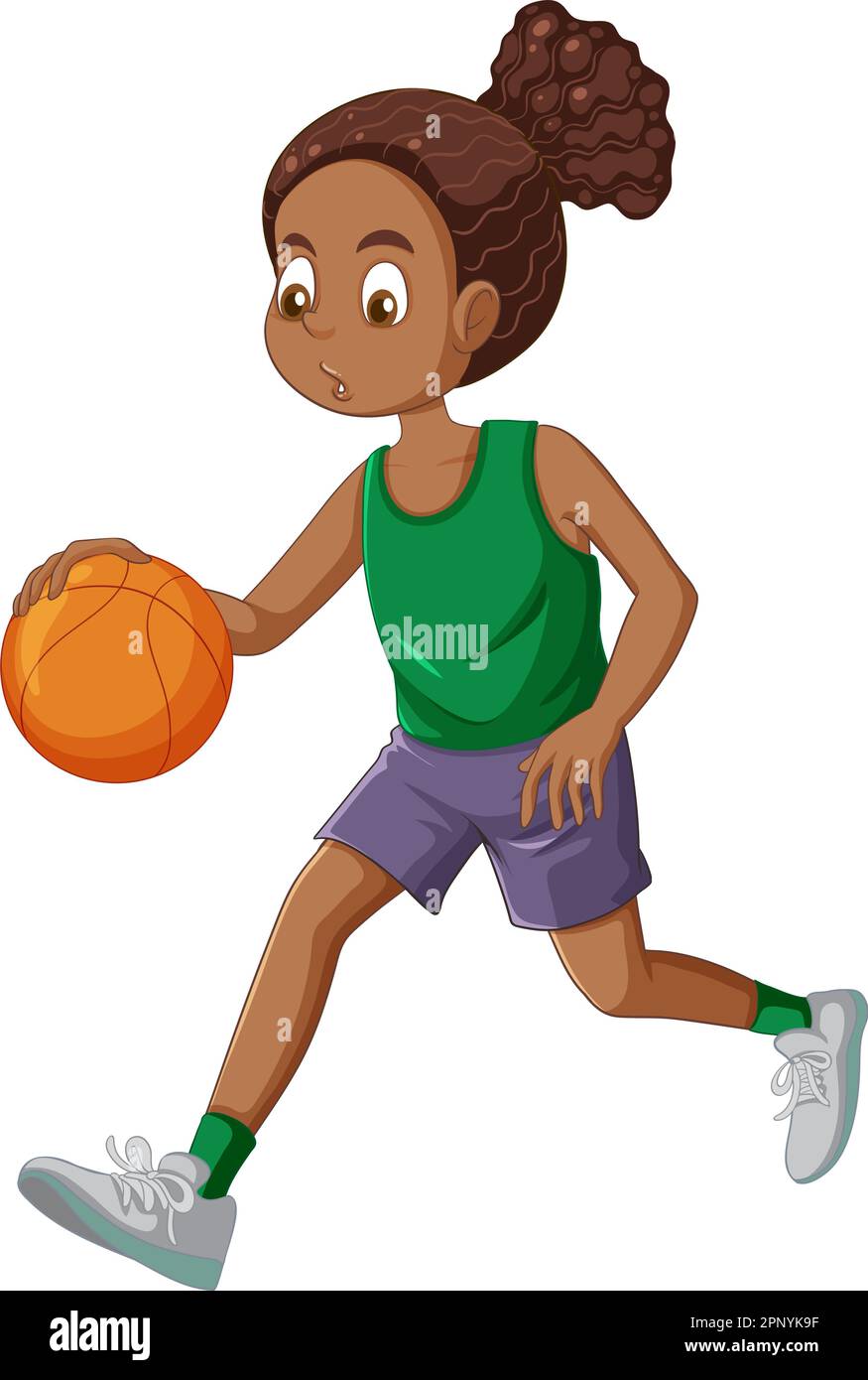 African American Teenage Girl Playing Basketball illustration Stock ...
