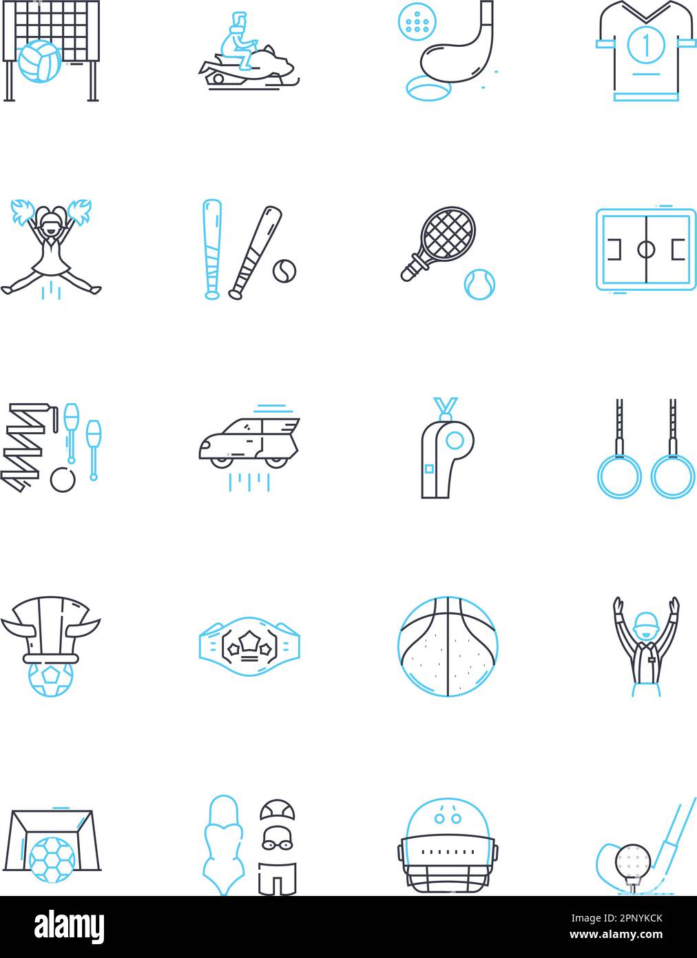 Athletic people linear icons set. Fit, Active, Energetic, Endurance ...