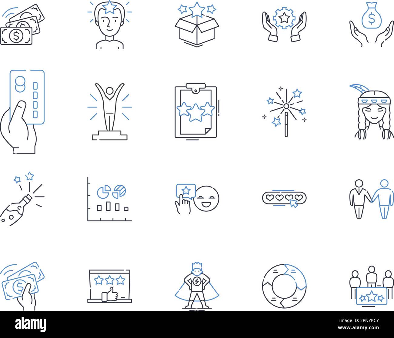 Debt management line icons collection. Consolidation, Credit, Budgeting, Recovery, Counseling ...