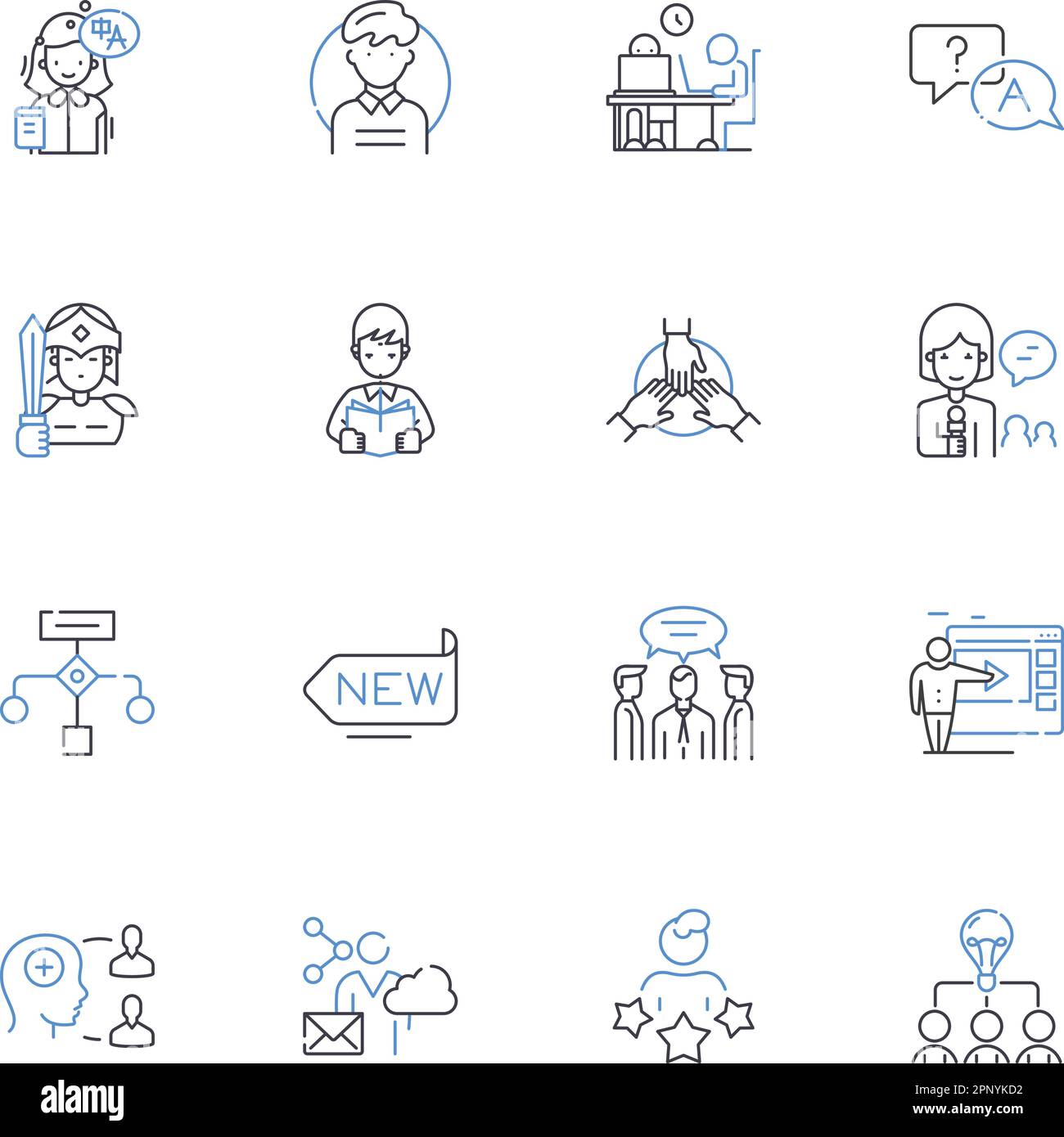 Administration Team Line Icons Collection Coordination Efficiency