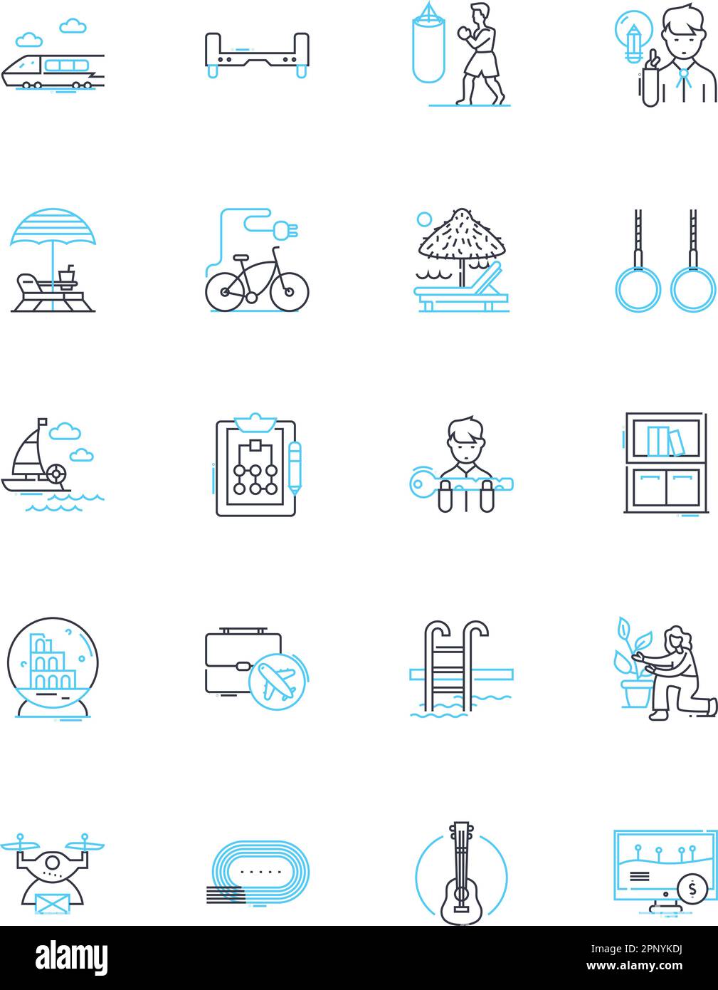 Corporate retreat linear icons set. Team-building, Strategy, Nerking ...