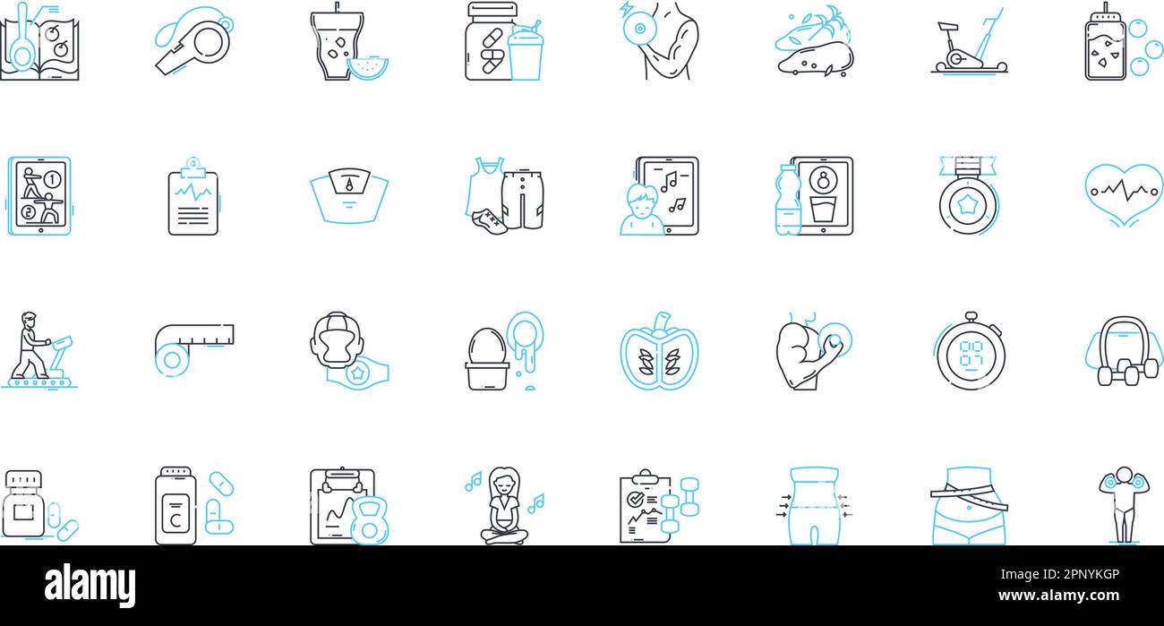 Vitality linear icons set. Energy, Health, Wellness, Vital, Life ...