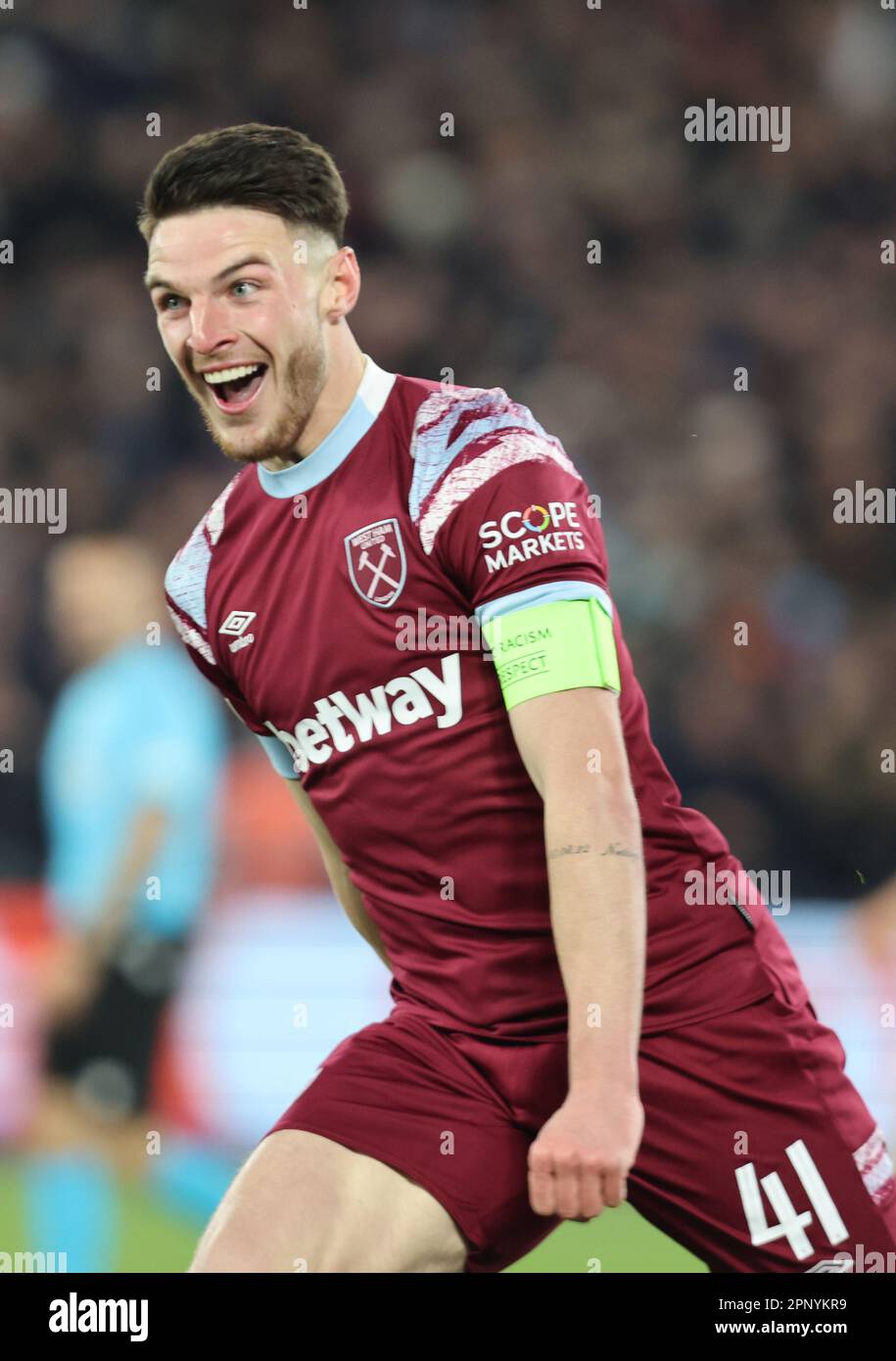 West Ham United's Declan Rice celebrates his goal during UEFA Europa ...