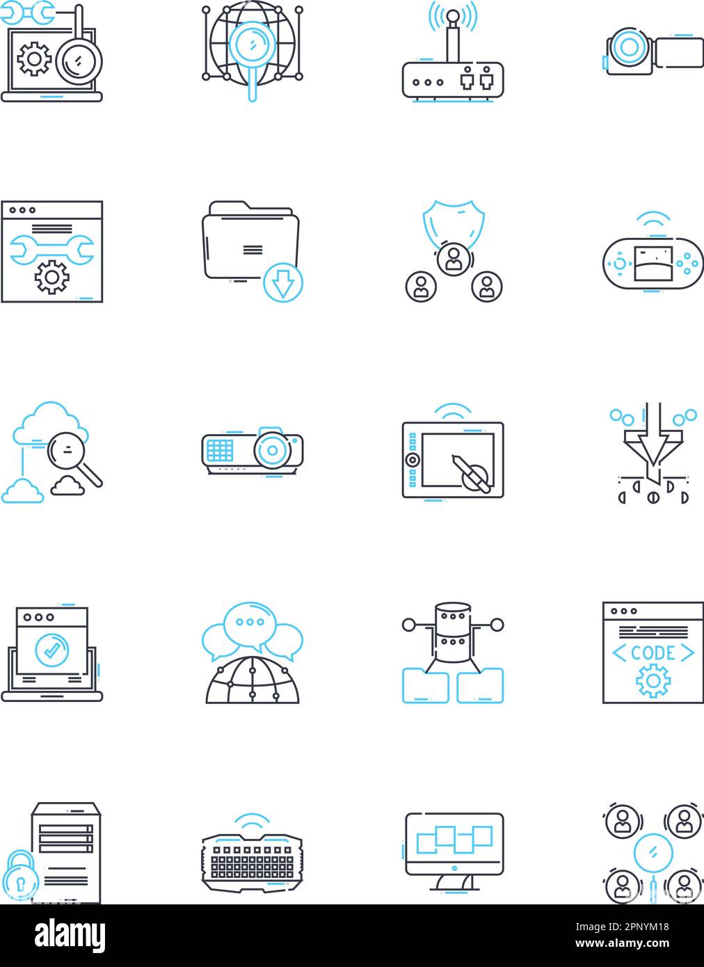 Resource Pooling Linear Icons Set Collaboration Aggregation