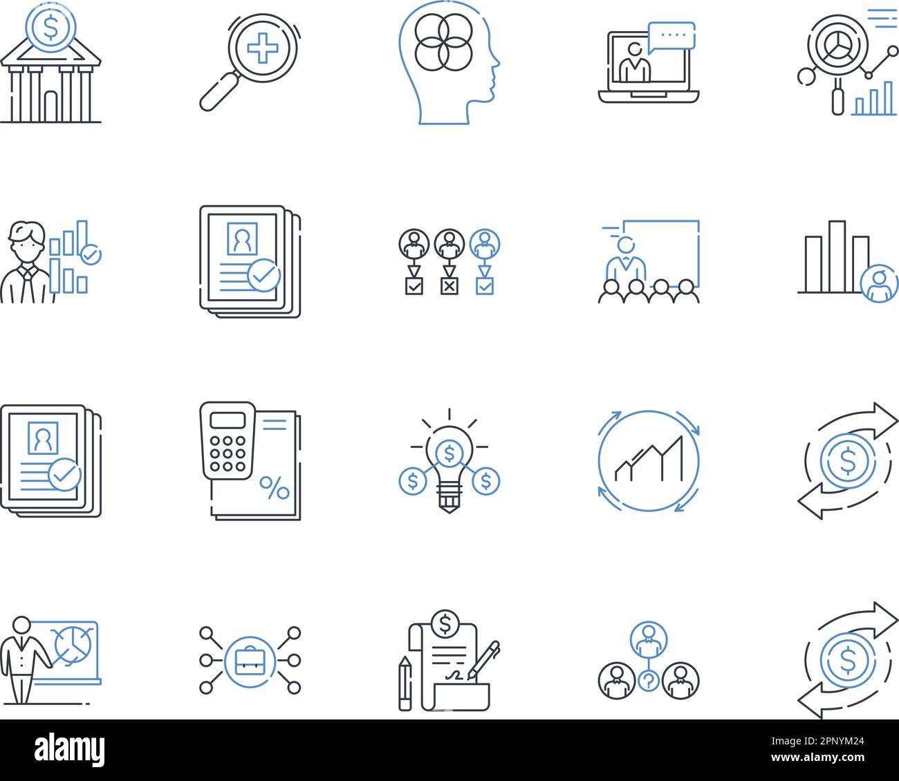 My market funds line icons collection. Diversification, Growth ...