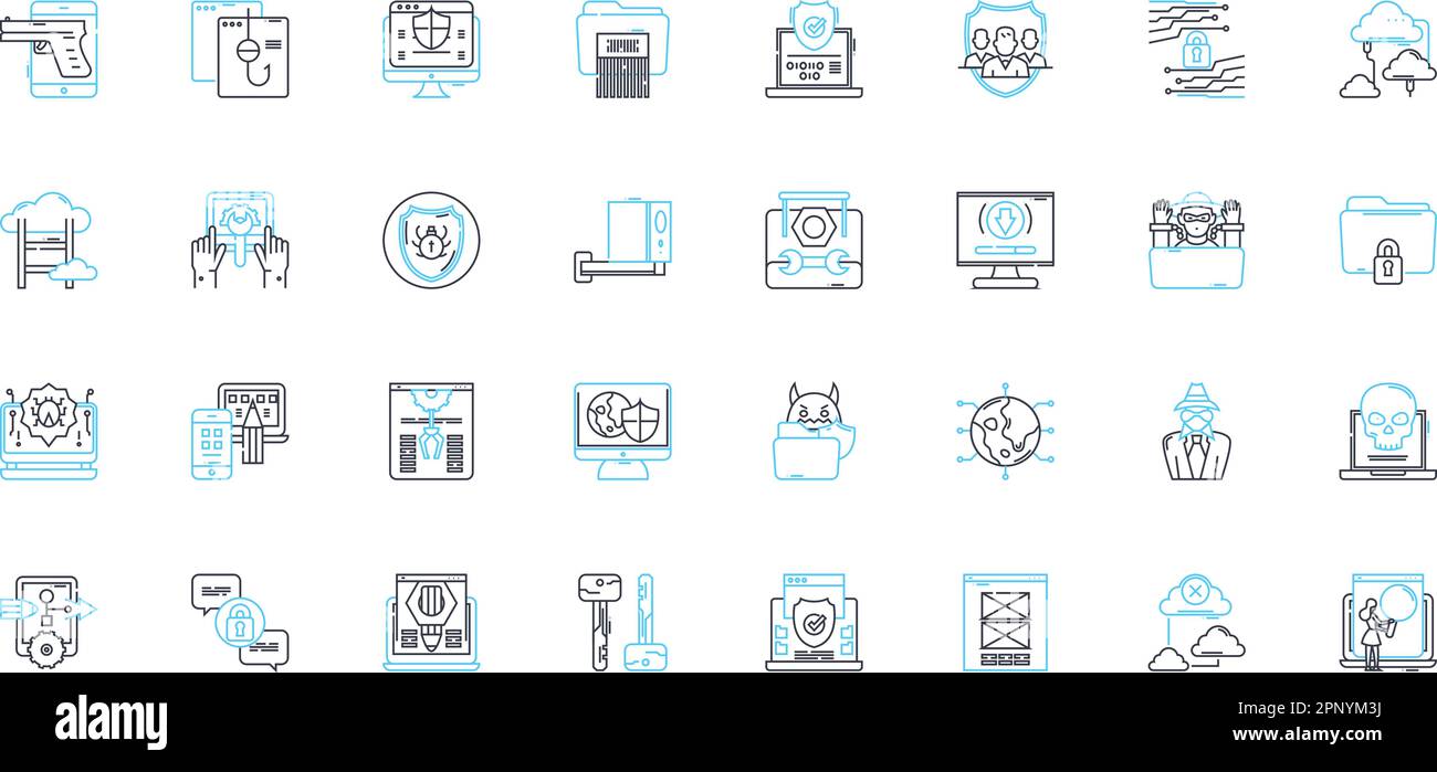 It Protection Linear Icons Set Firewall Encryption Privacy