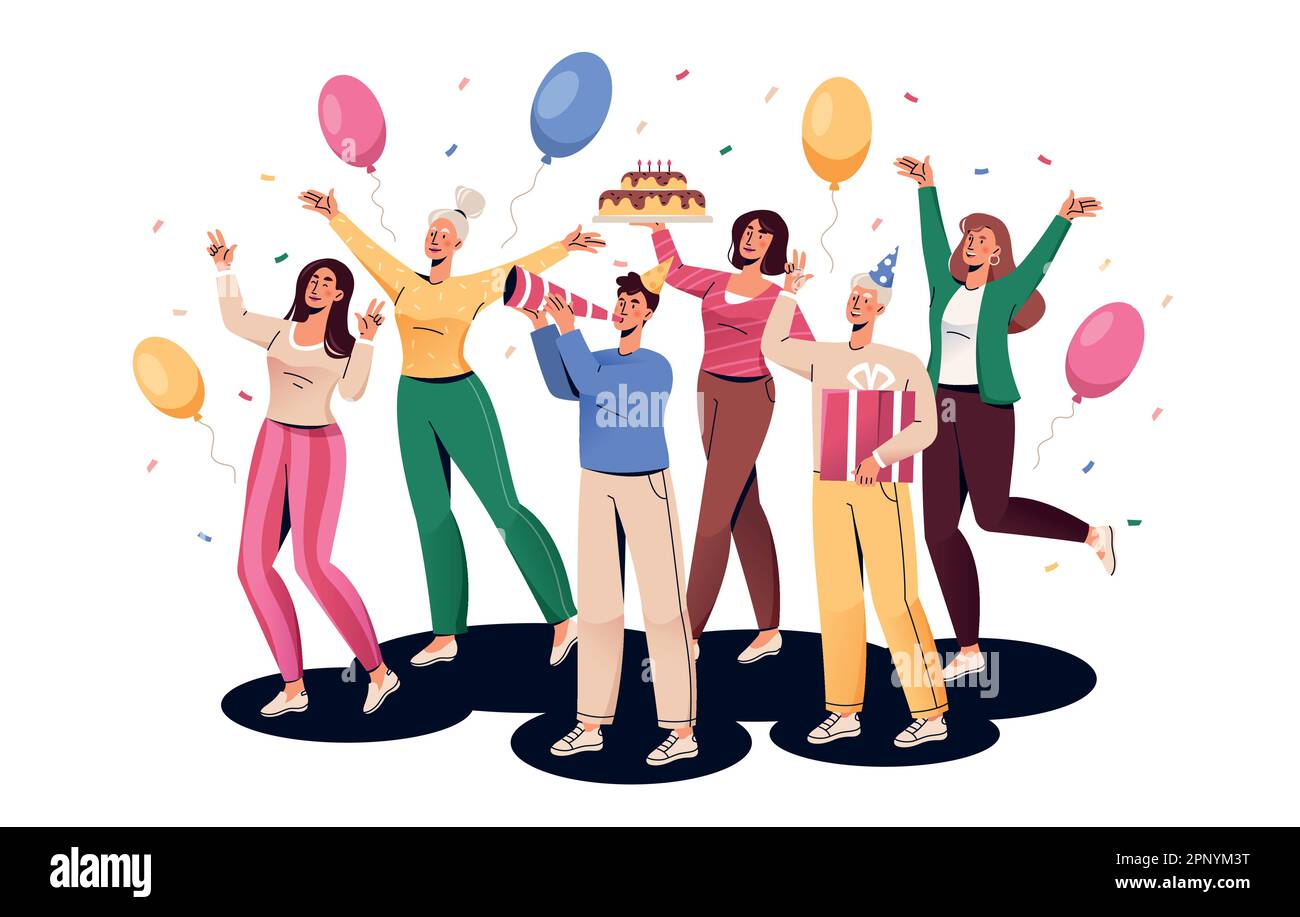 Young friends celebrating festive party Stock Vector Images - Alamy