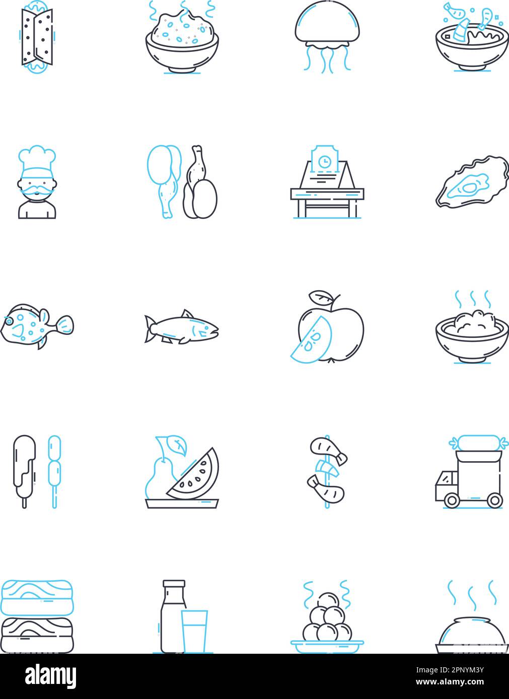 Smorgasbord linear icons set. Feast, Variety, Selection, Buffet, Spread ...