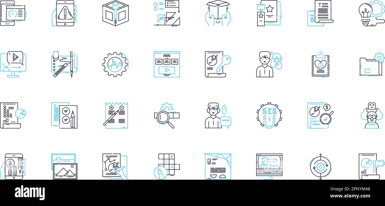 Branding agency linear icons set. Identity, Logo, Strategy, Design ...