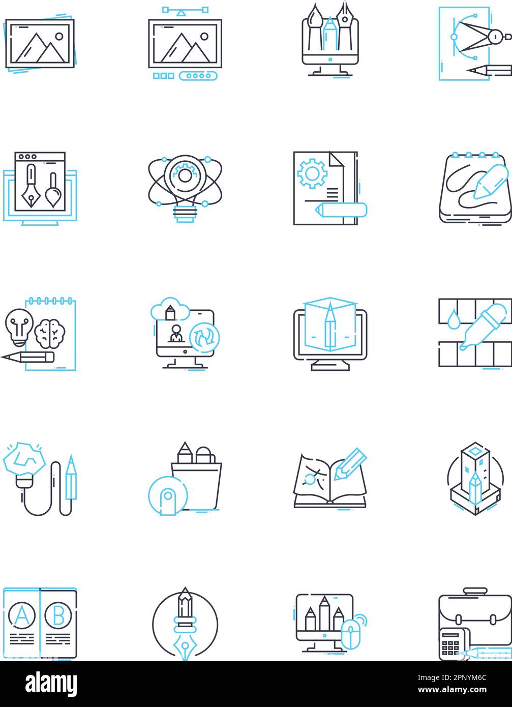 Graphic artist linear icons set. Creativity, Design, Illustration ...