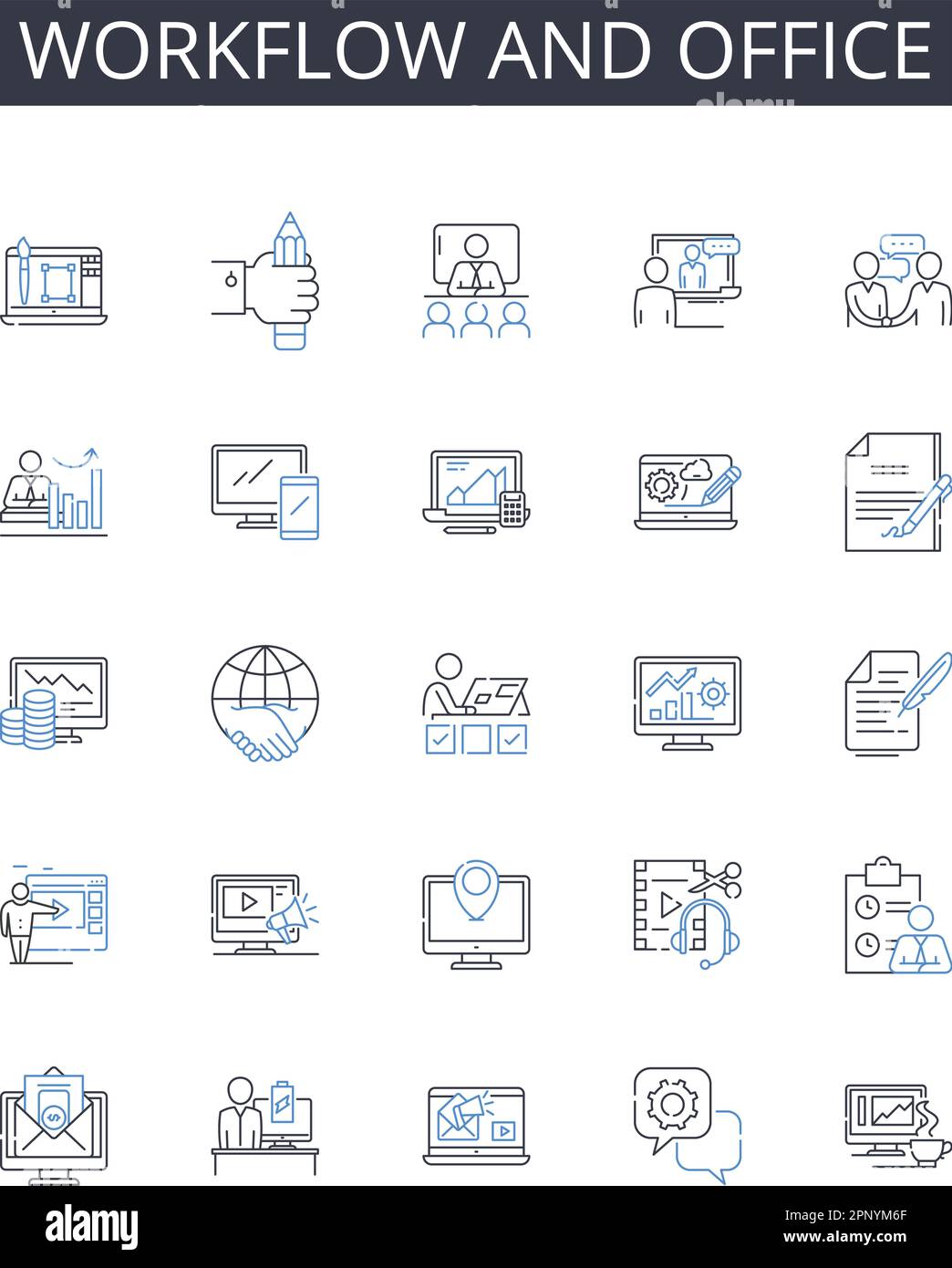 Workflow And Office Line Icons Collection Nerking Connections