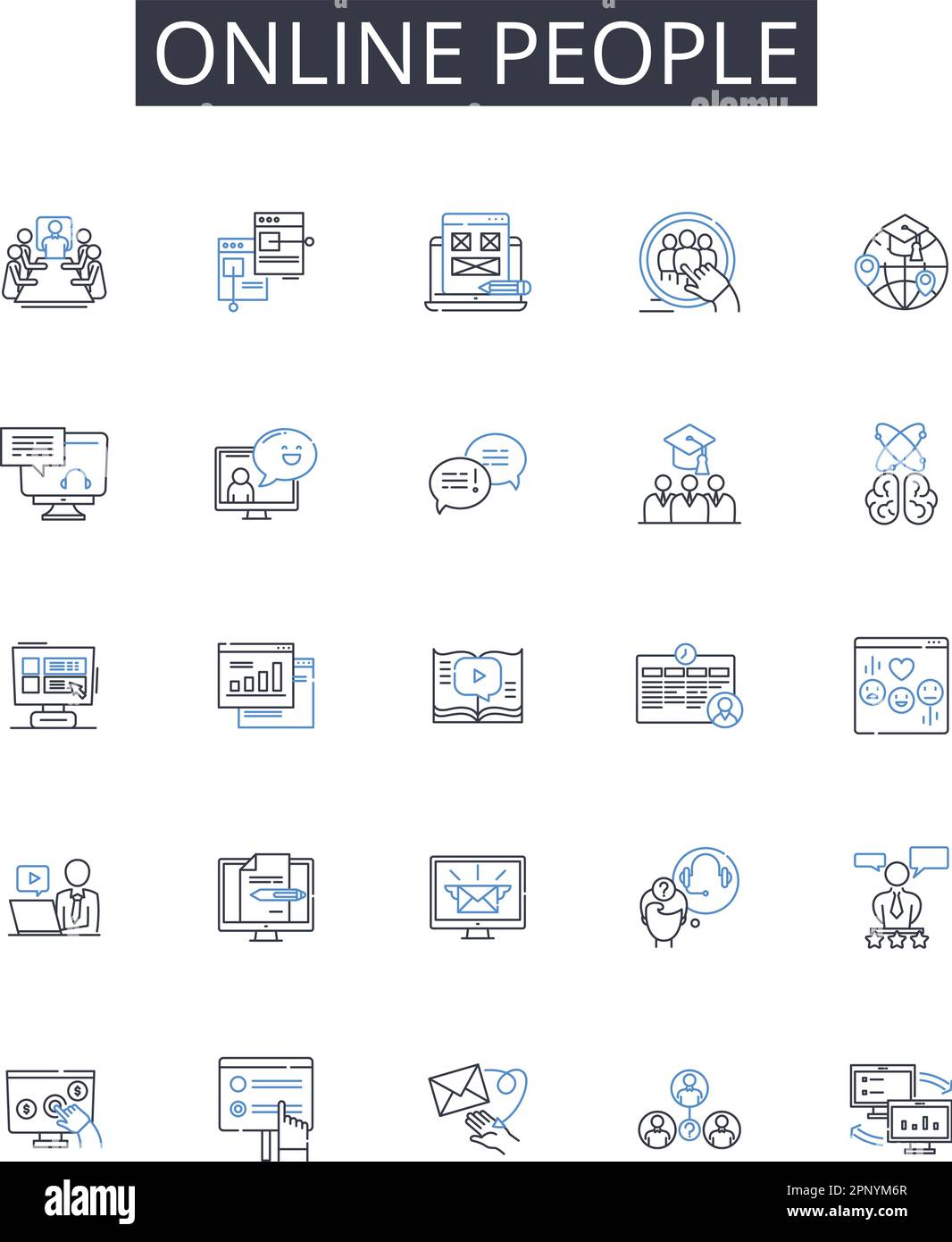 Online people line icons collection. Digital citizens, Internet users ...