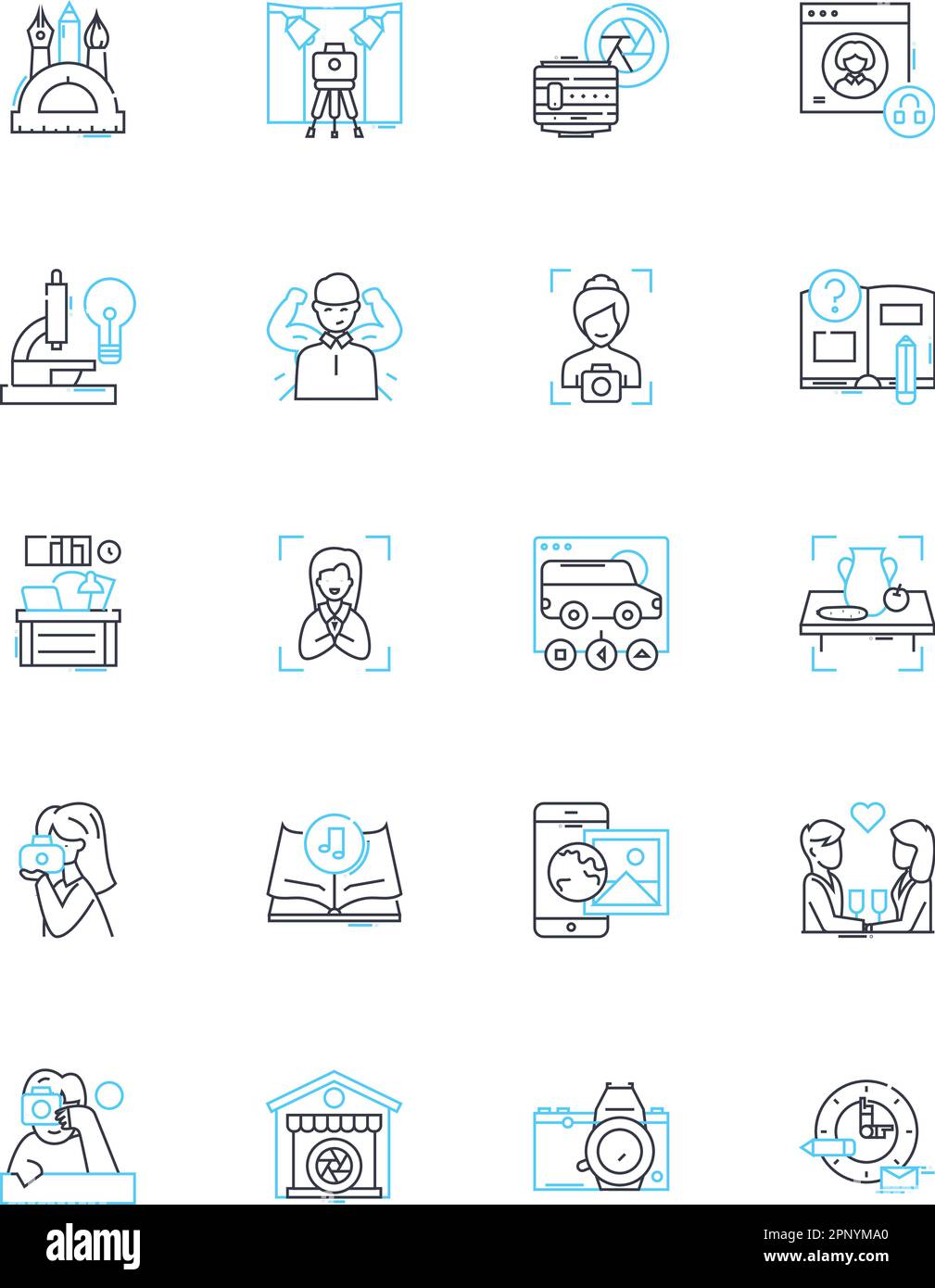 Videography linear icons set. Filming, Cinematography, Recording ...