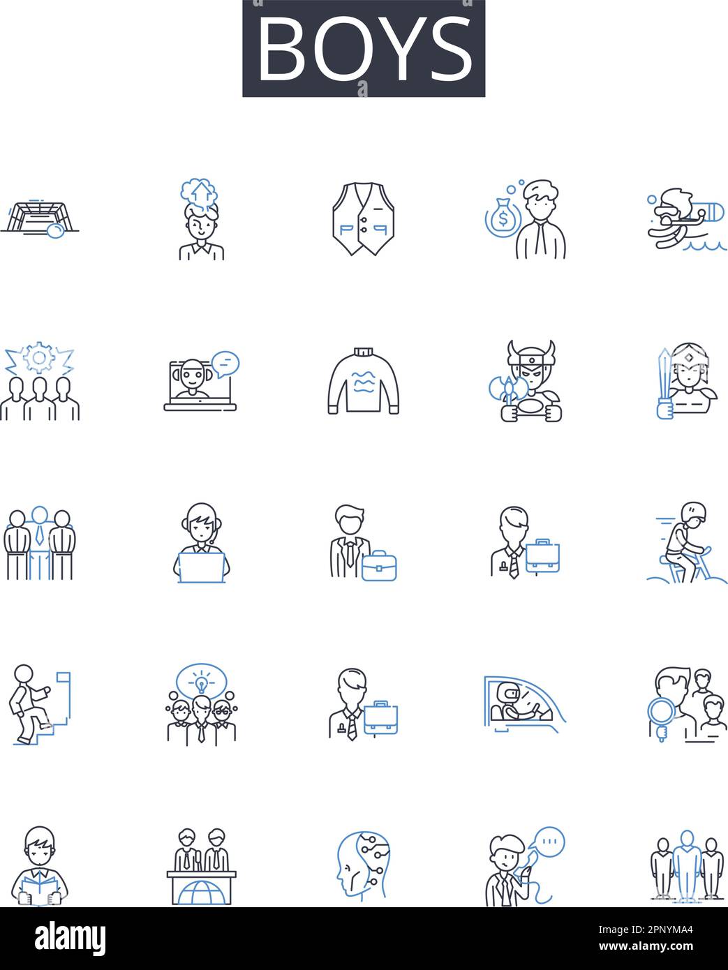 Boys line icons collection. Men, Guys, Males, Dudes, Bros, Lads ...