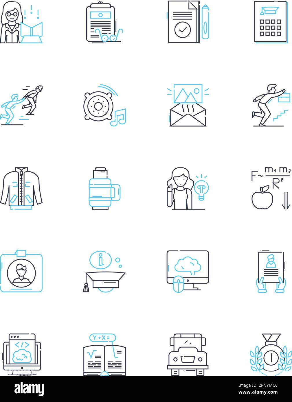 Middle school linear icons set. Adolescence, Education, Homework ...