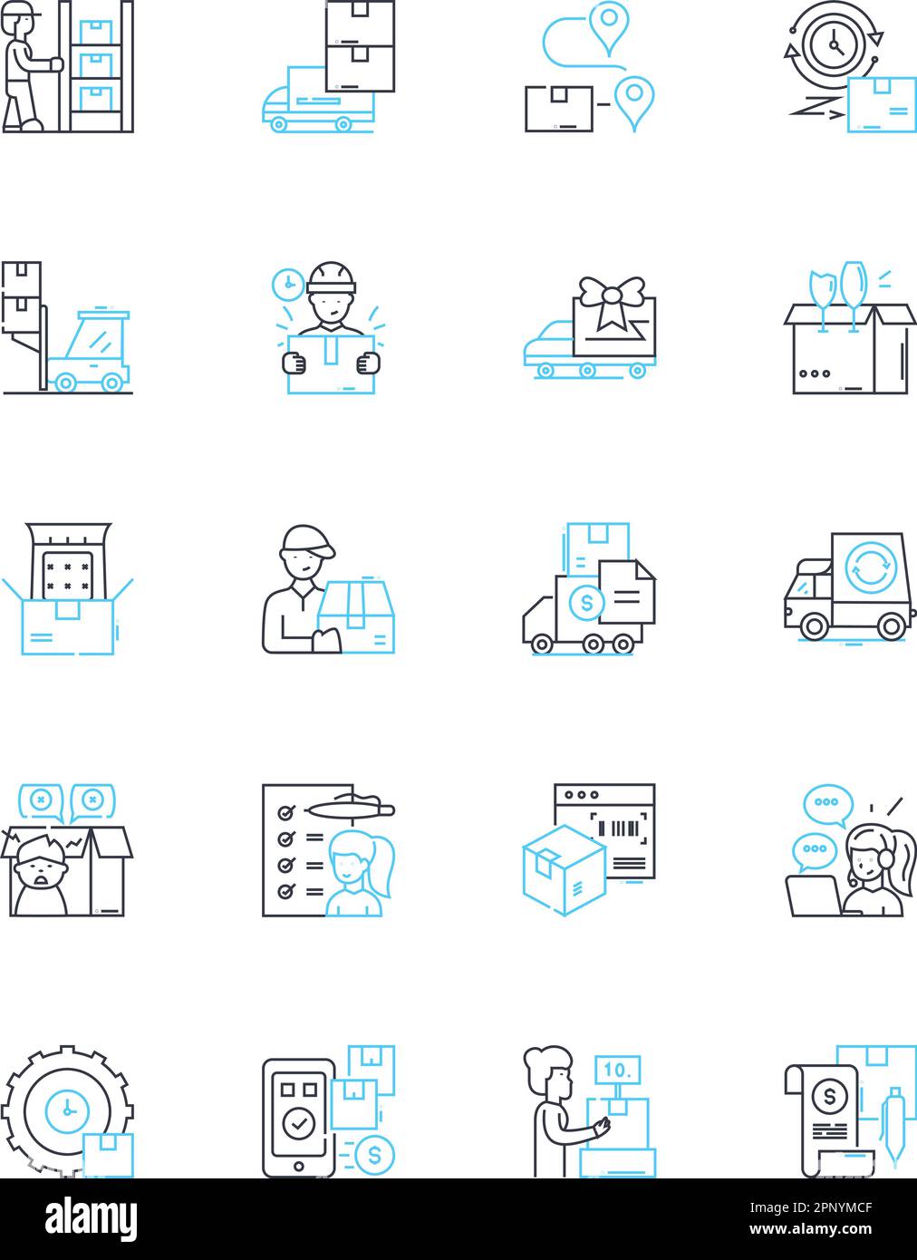 Storage facility linear icons set. Lockers, Warehouse, Units, Depot ...