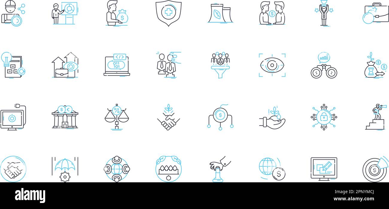Online banking linear icons set. Security, Efficiency, Convenience ...
