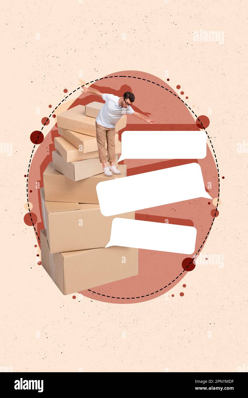 Collage of young funny user support chat man communicate need help his ...