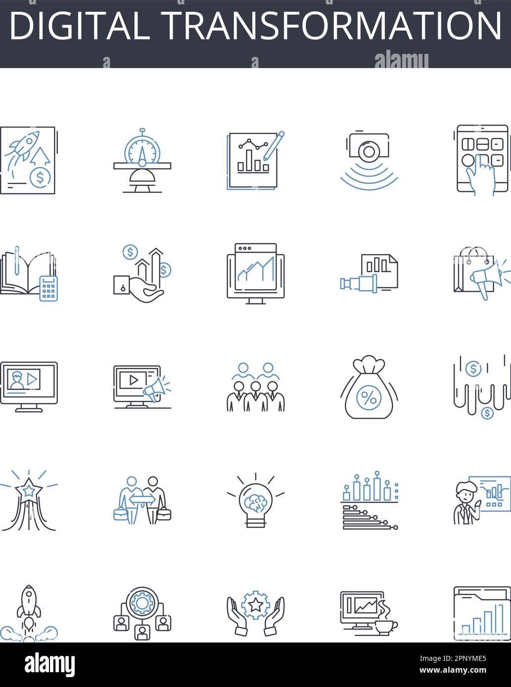 Digital Transformation Line Icons Collection Trinkets Keepsakes Memorabilia Tokens Memento