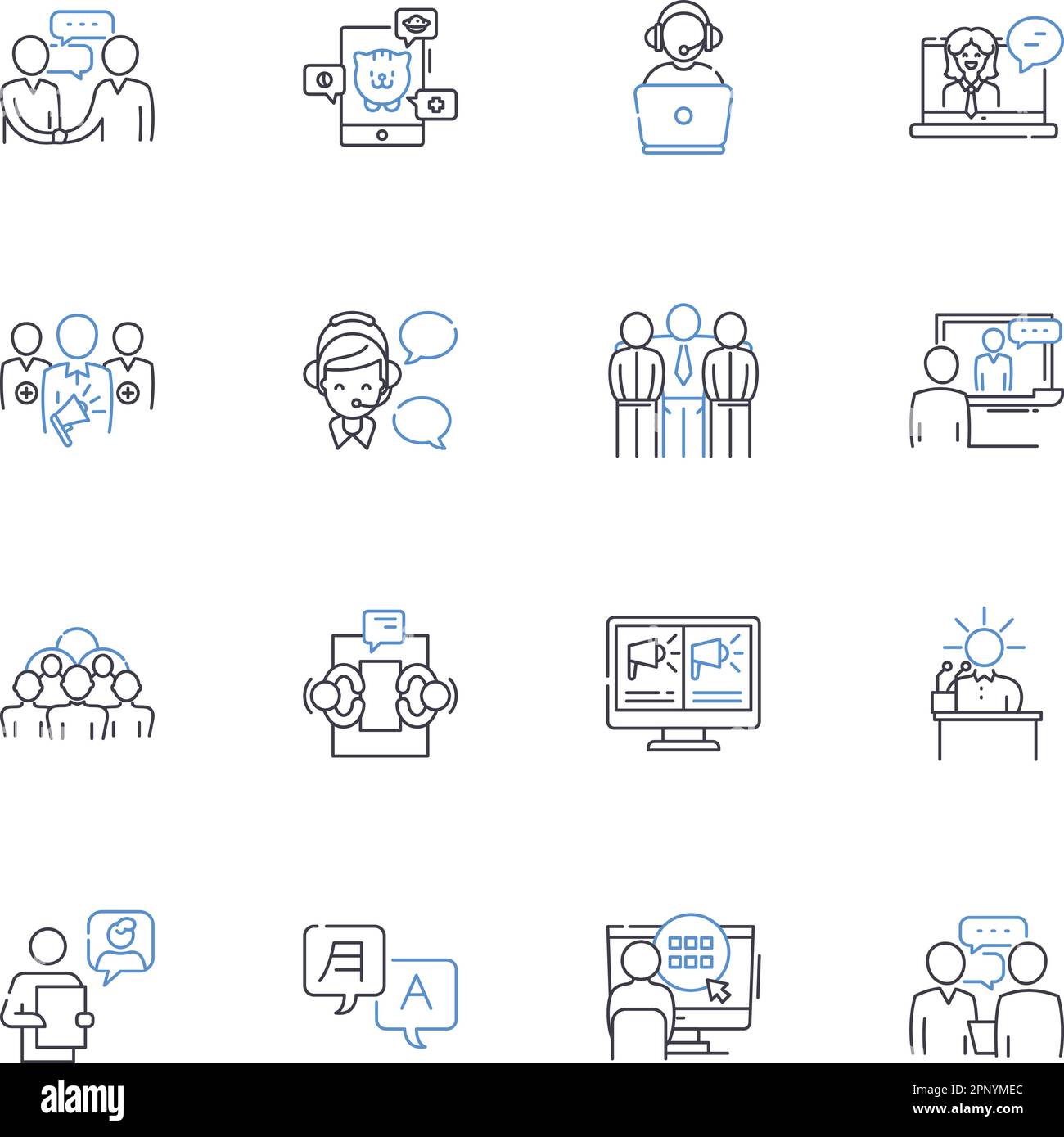 Voicing parties line icons collection. Harmony, Jam, Tune, Mic, Pitch ...