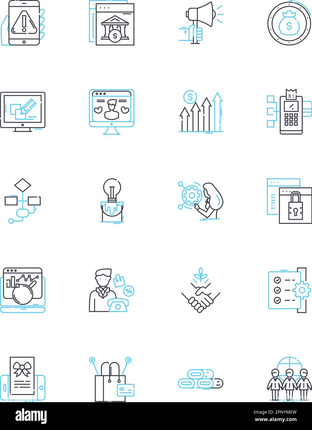 Digital articles linear icons set. Hyperlink, Social media, Blog, E ...