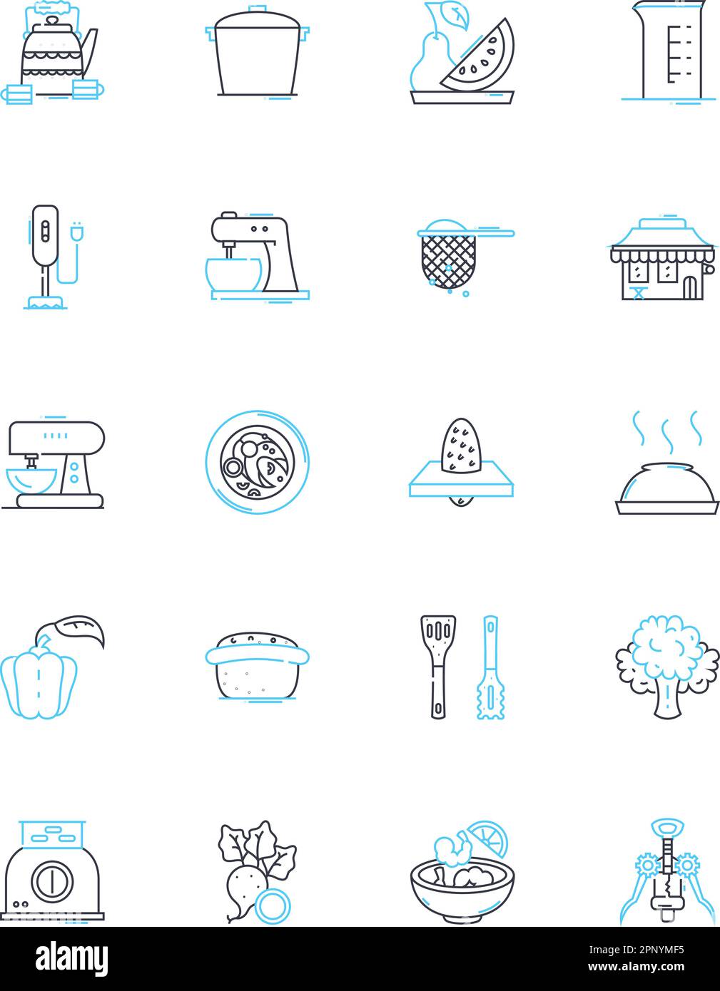 Catering linear icons set. Cuisine, Appetizers, Service, Buffet ...