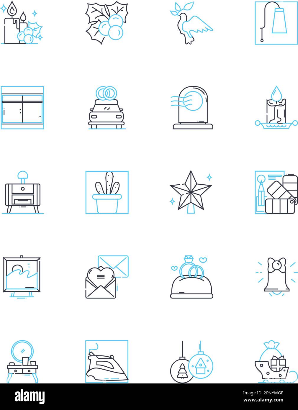Visual details linear icons set. Textures, Colors, Patterns, Symmetry ...