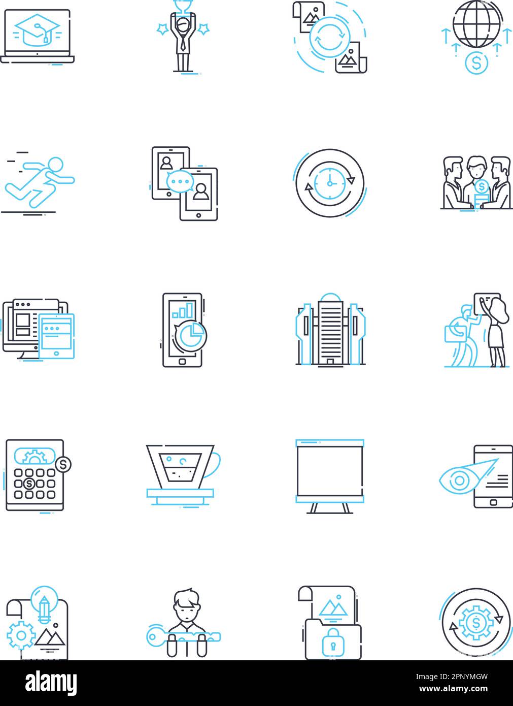 Business Strategy linear icons set. Vision, Innovation, Growth ...