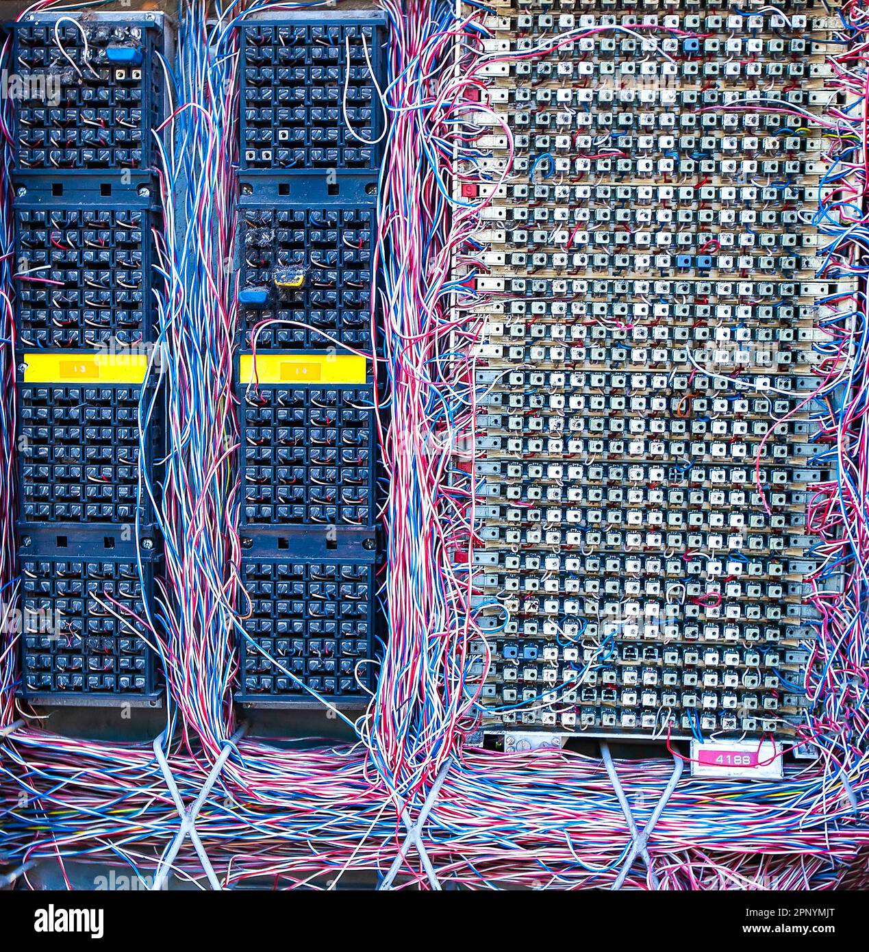 Telephone wires panel and Switchboard Panel. Selective focus Stock ...