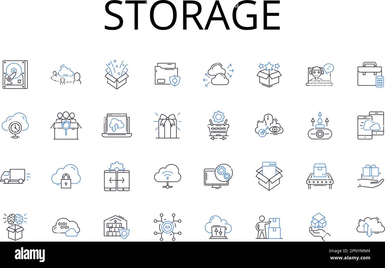 Storage Line Icons Collection Preservation Safekeeping Hoarding Storing Stockpiling