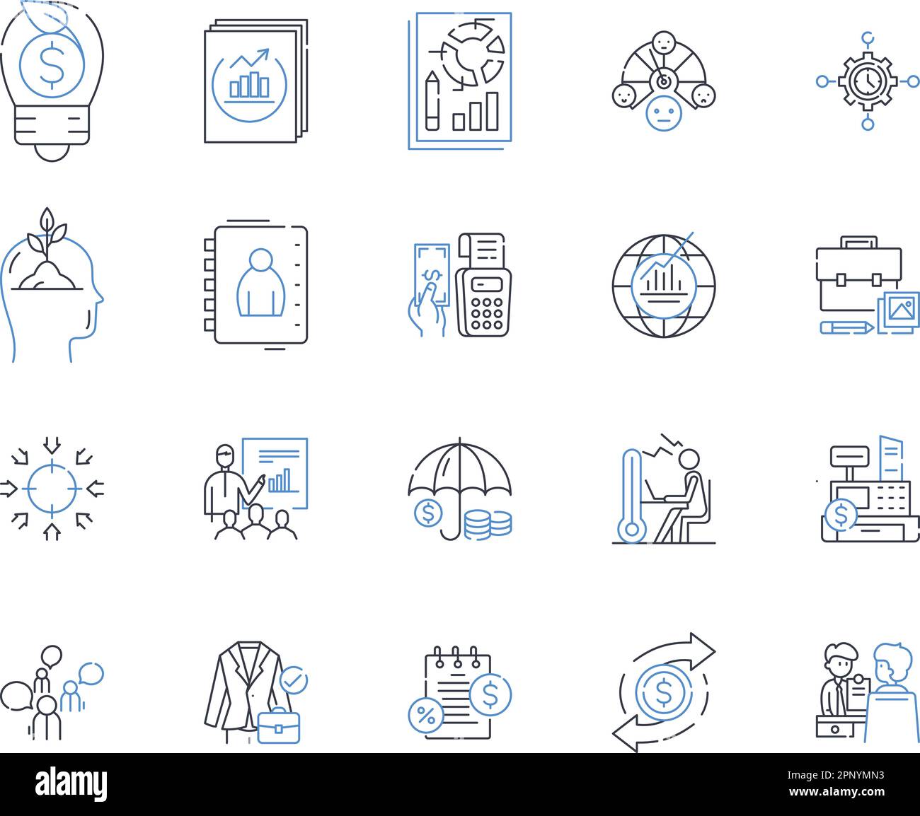 Financial management line icons collection. Budgets, Investments ...