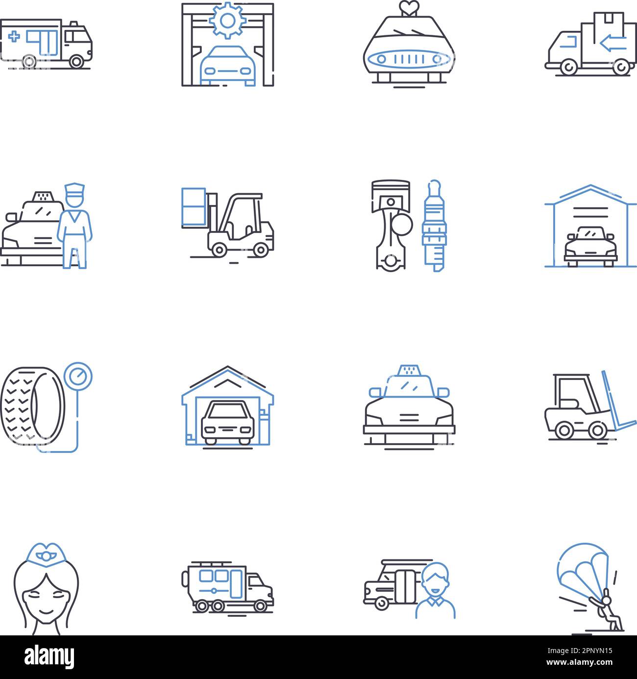 Roadworthy conveyance line icons collection. Safety, Vehicle ...
