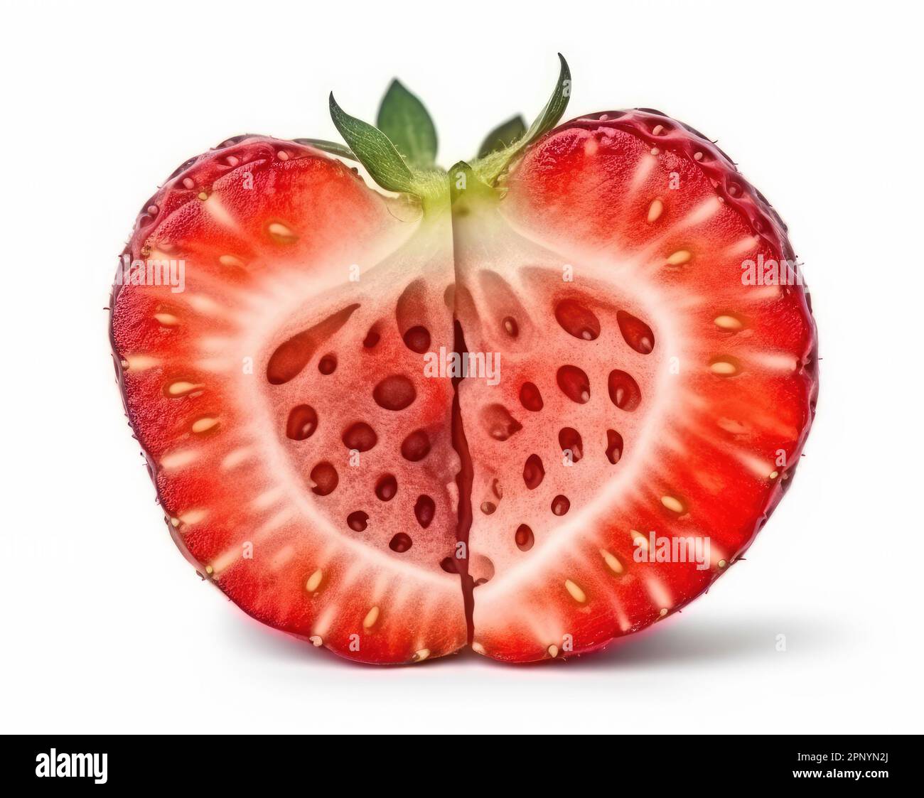 Strawberry on white background, cut in half Stock Photo - Alamy