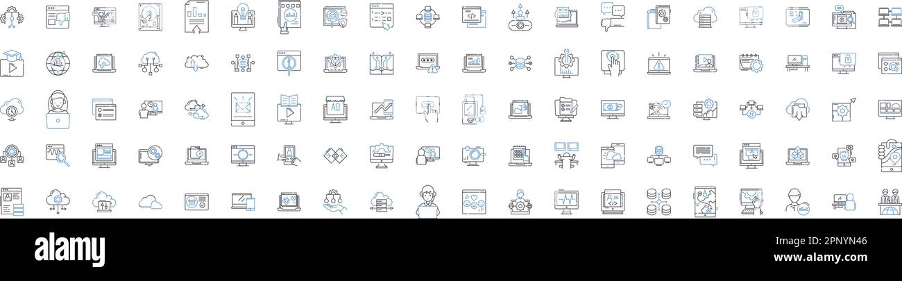 Internet Devices Line Icons Collection Smartph Tablet Laptop Desktop Router Modem