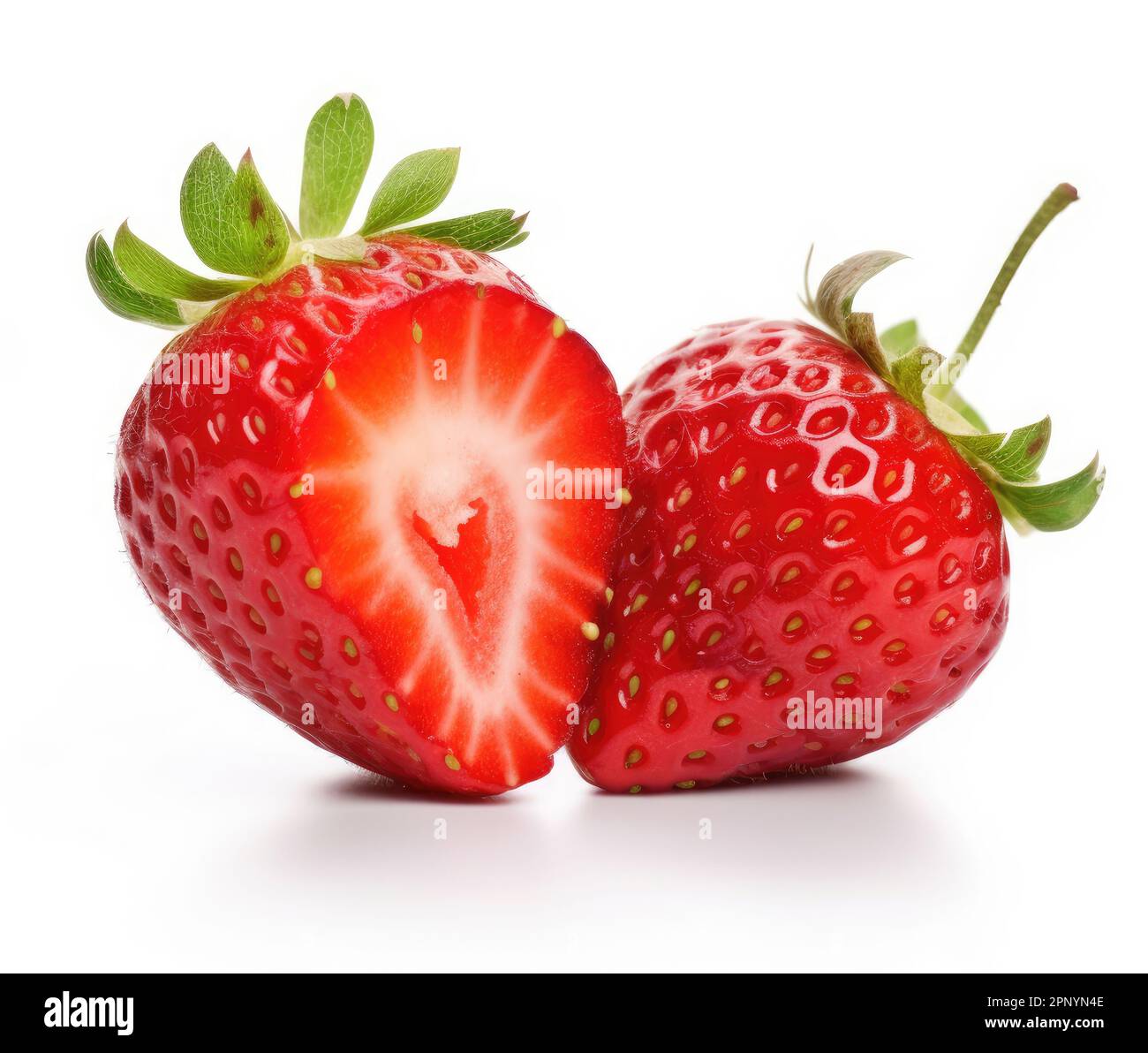 Strawberry on white background, cut in half Stock Photo - Alamy