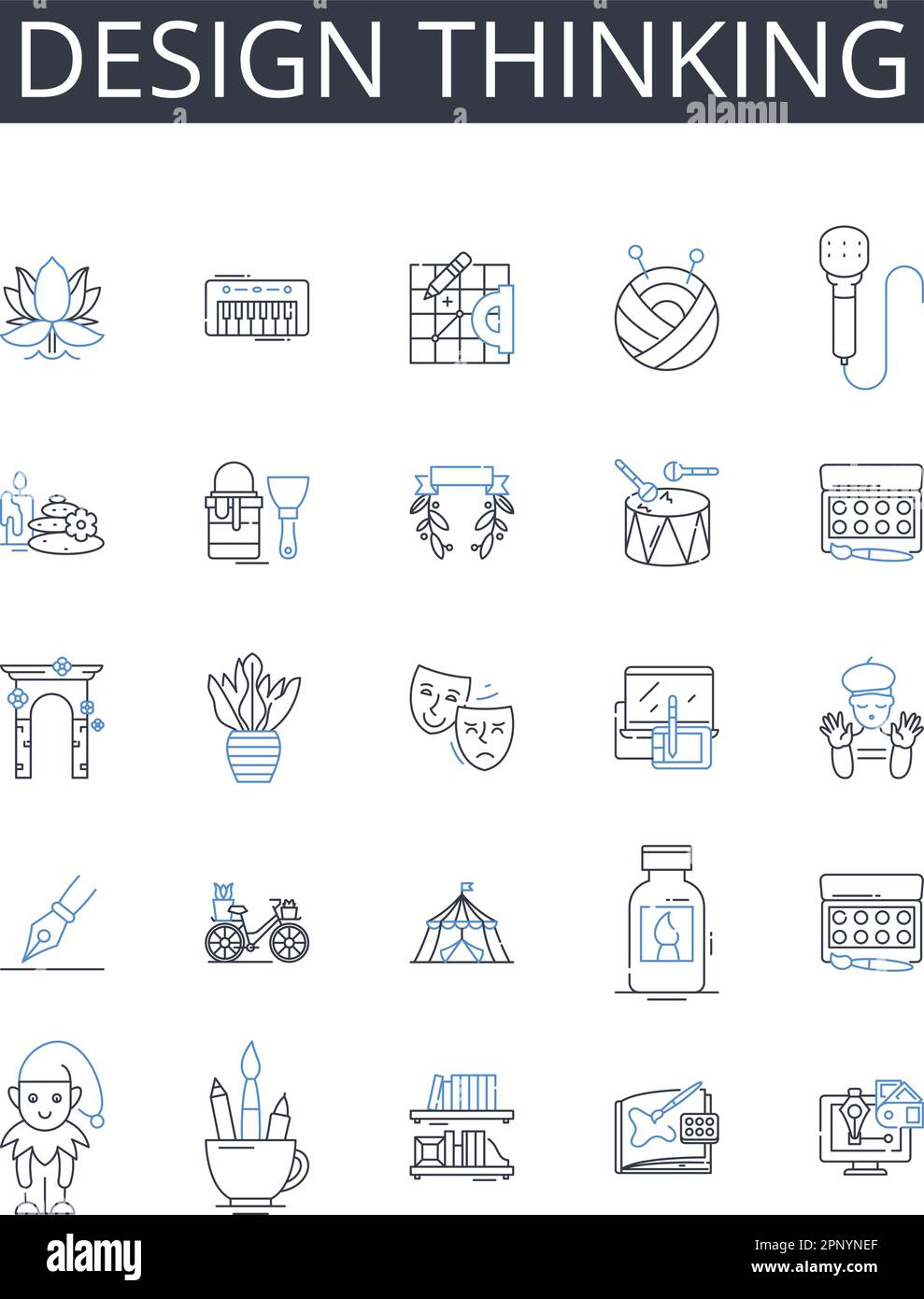Design thinking line icons collection. Efficiency, Procedures ...