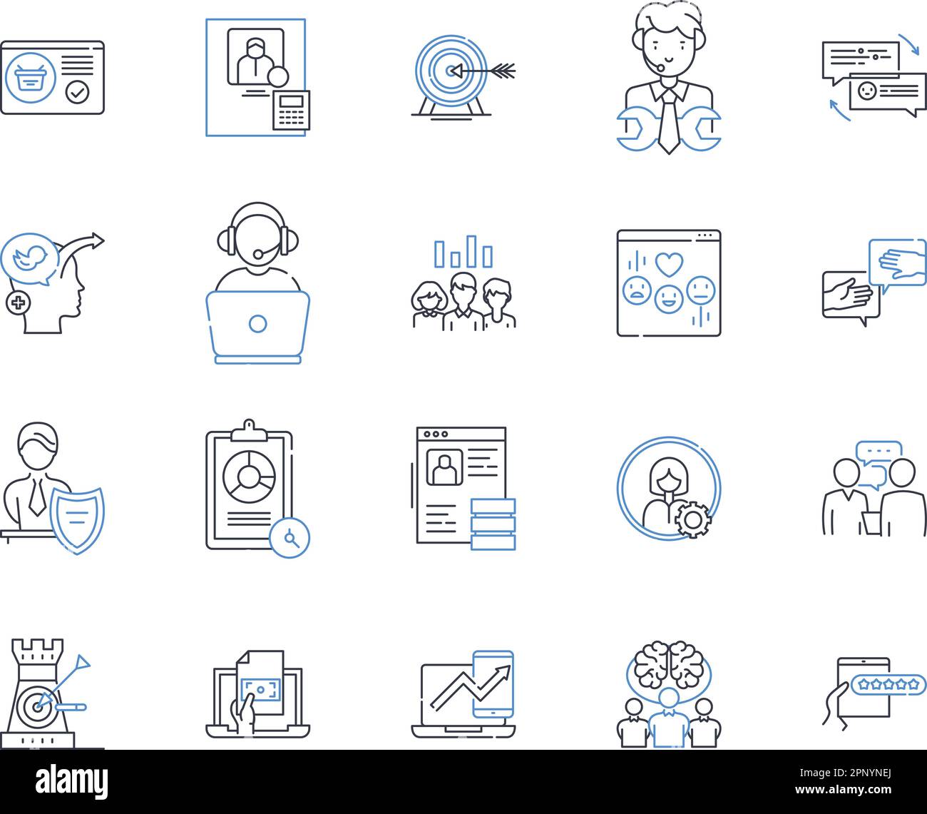 Employee engagement line icons collection. Motivation, Teamwork ...