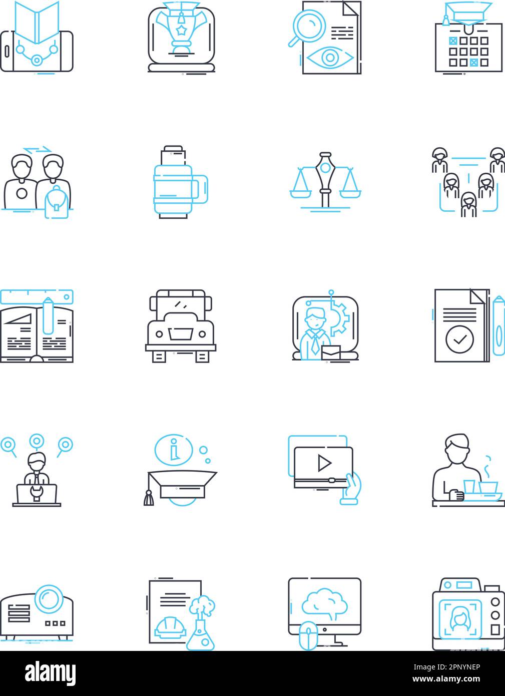 Learning linear icons set. Education, Knowledge, Study, Training ...