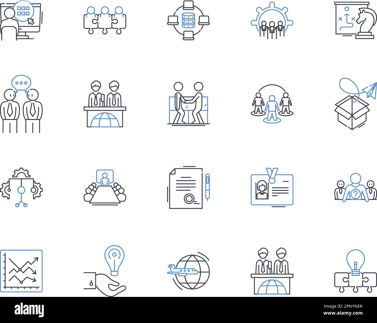 Strategic meeting line icons collection. Planning, Tactics ...