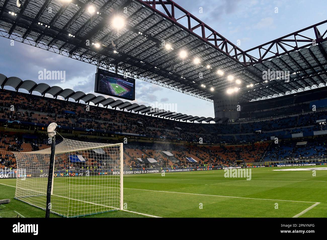 A general view of the pitch and the stands of San Siro stadium during ...