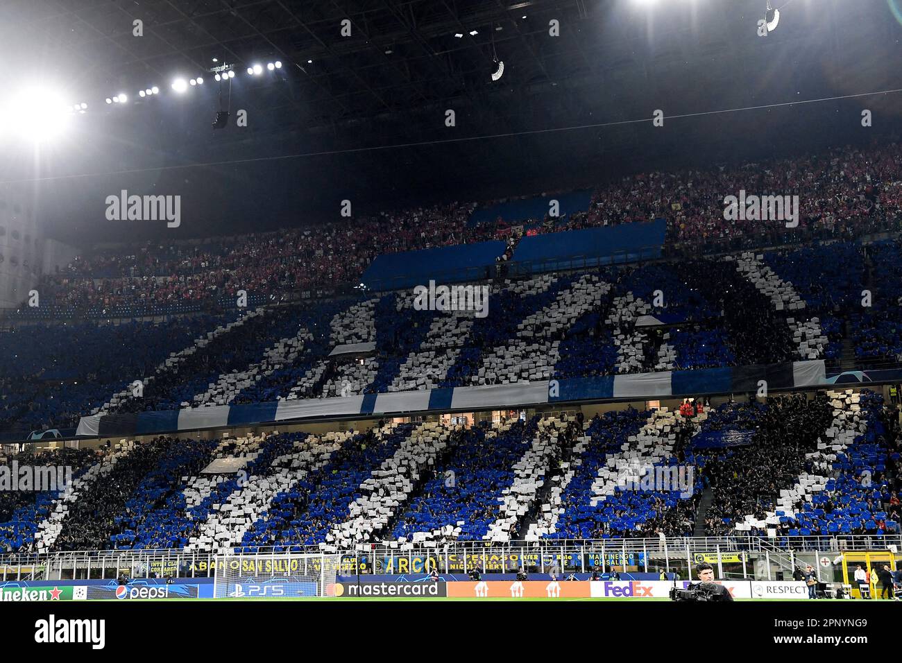 FC Internazionale fans show a choreography depicting Internazionale ...