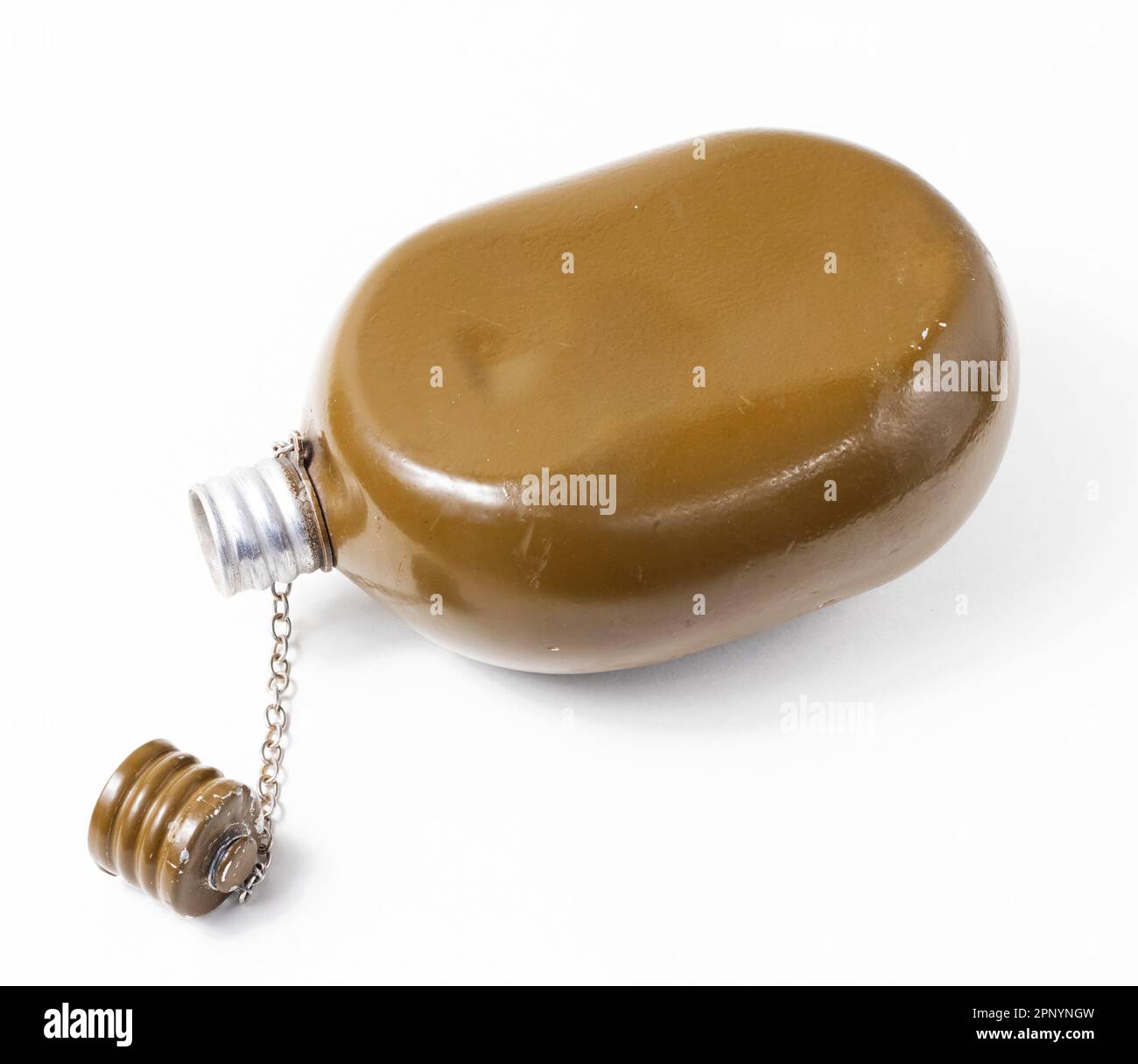 Old soldier's aluminum water flask isolated on white background Stock ...