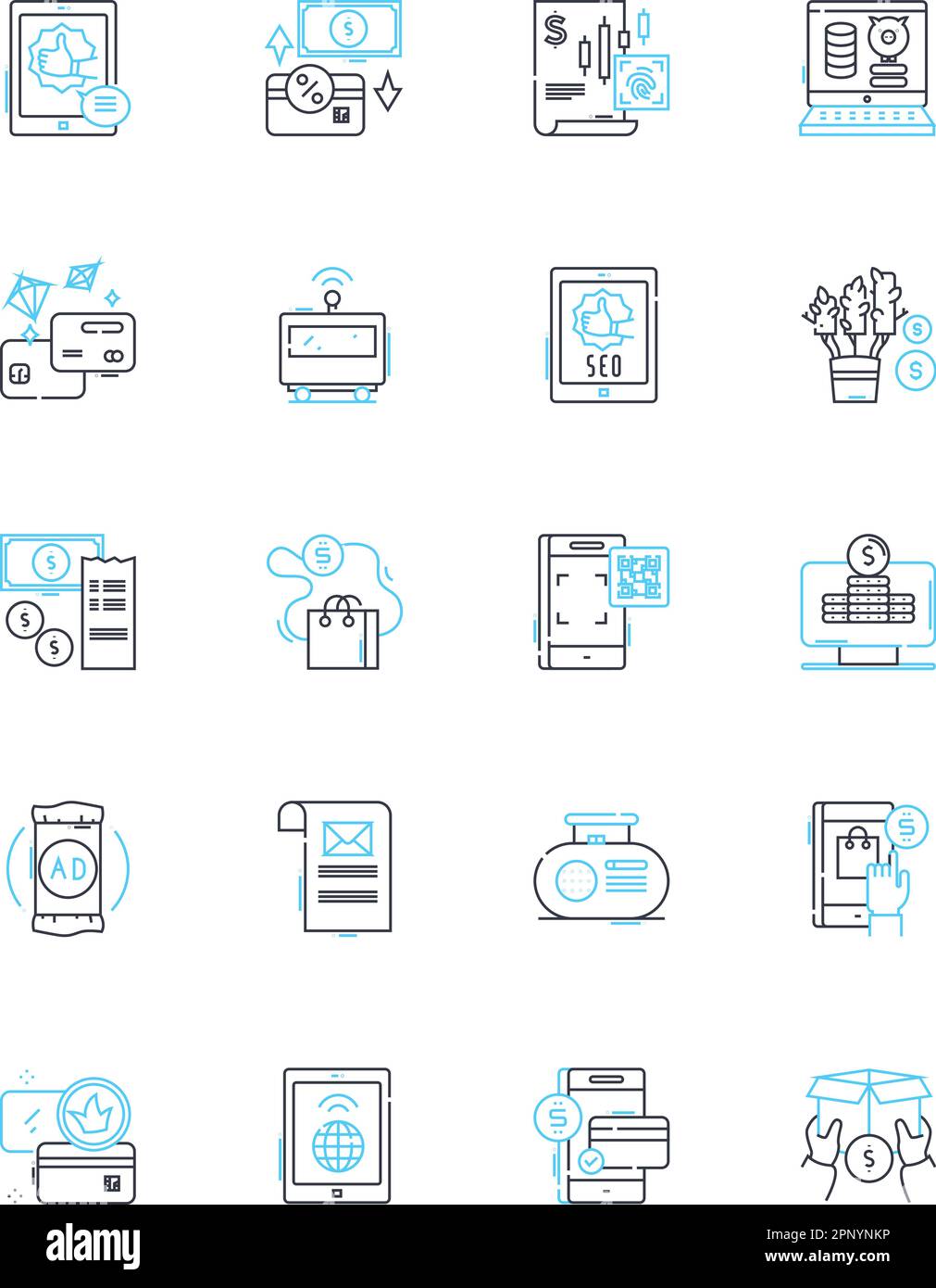 Electronic transactions linear icons set. Digital, Payment, Virtual ... Electronic transactions linear icons set. Digital, Payment, Virtual ...