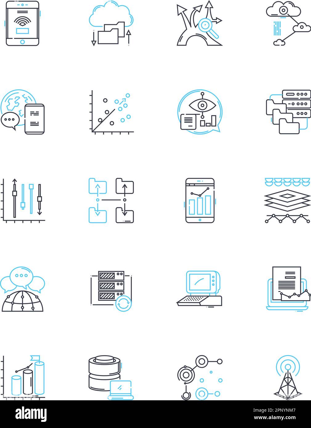Internet firewall linear icons set. Protection, Security, Defense ...