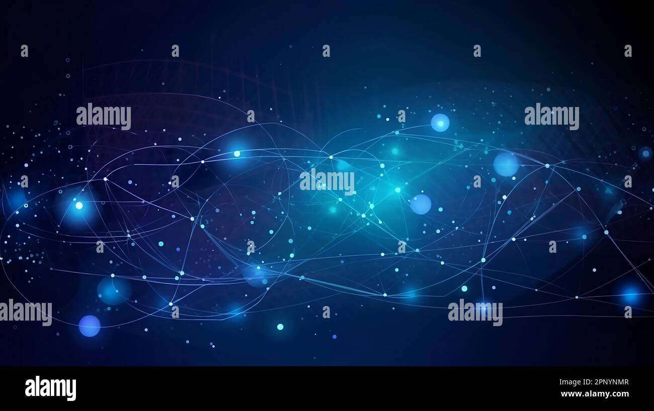 A vibrant blue abstract background featuring an intricate pattern of ...