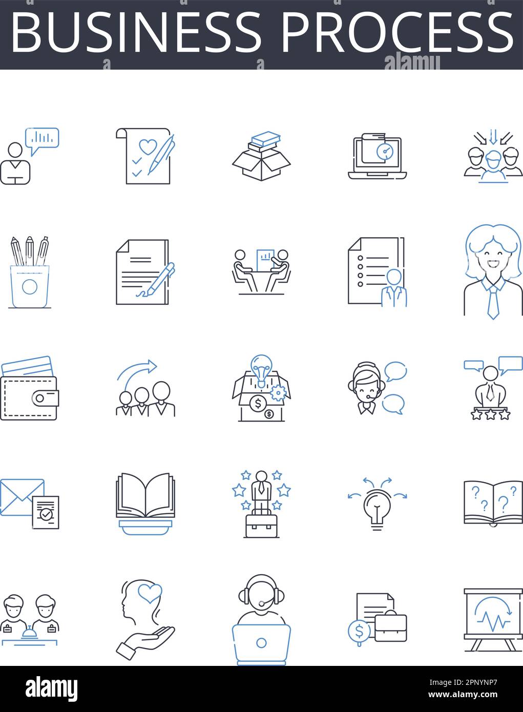Business process line icons collection. Production line, Operational ... Business process line icons collection. Production line, Operational ...