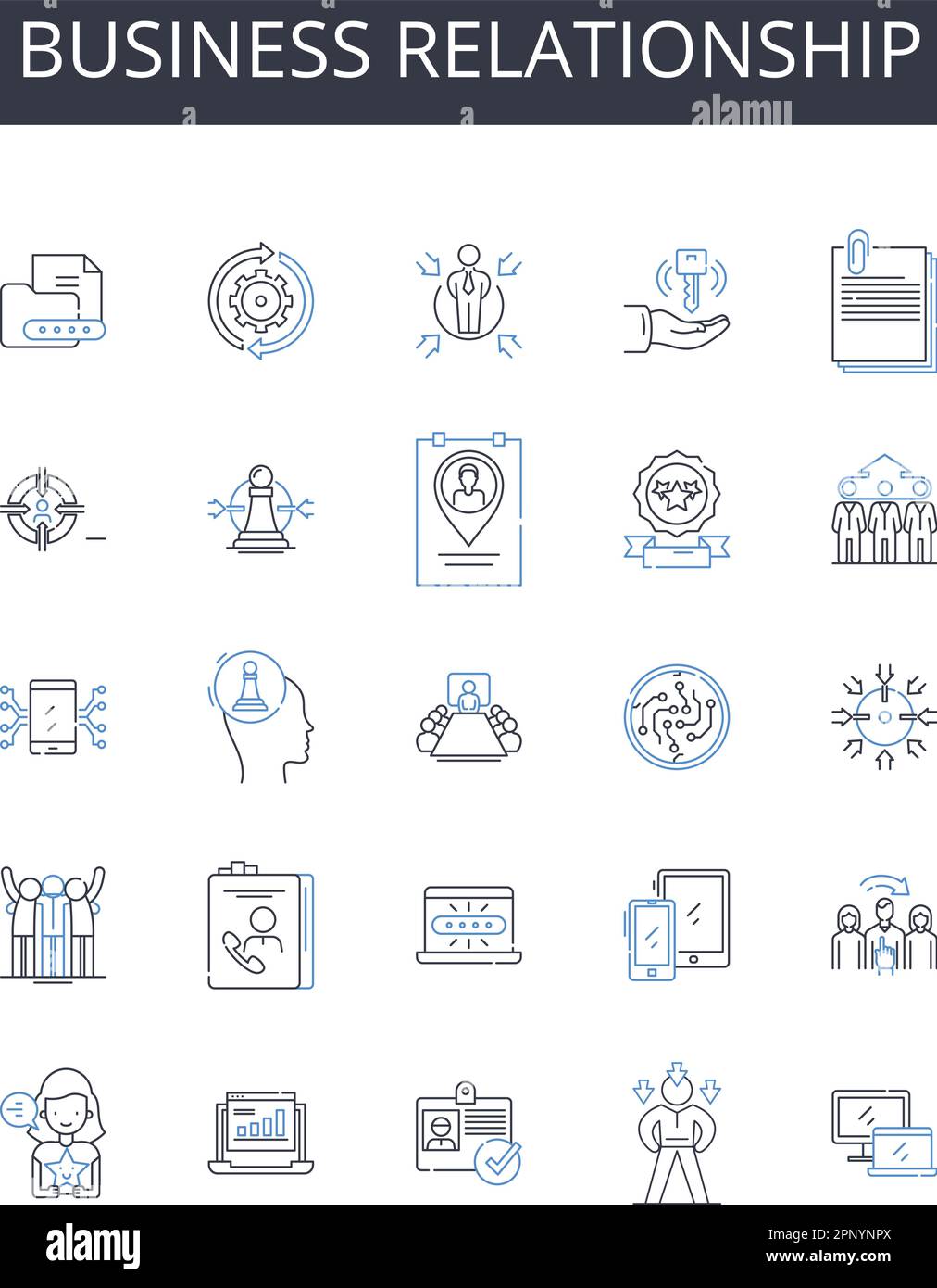 Business relationship line icons collection. Customer loyalty ...