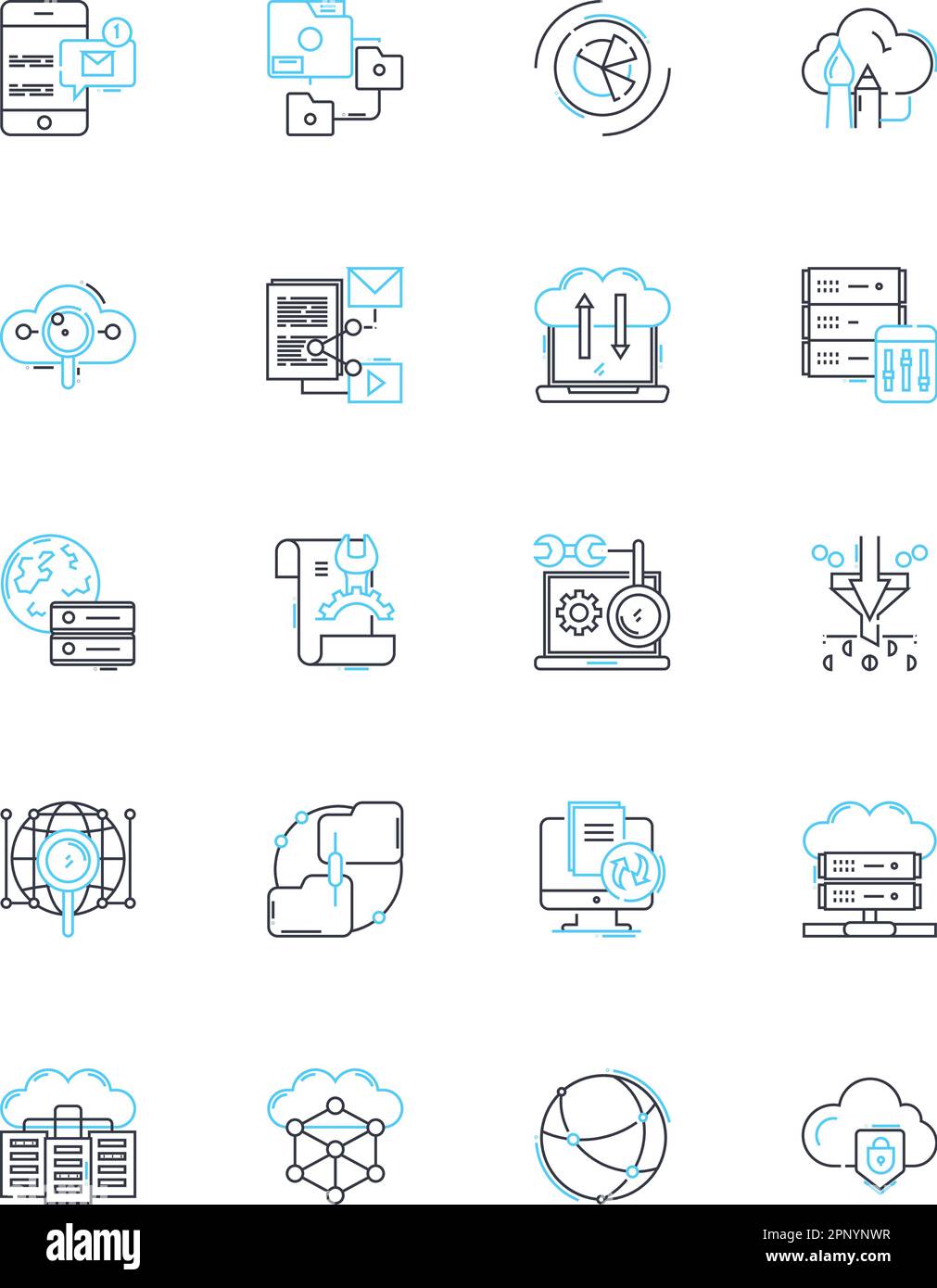 Data Mining Linear Icons Set Analysis Clustering Correlation Decision Discovery Extraction